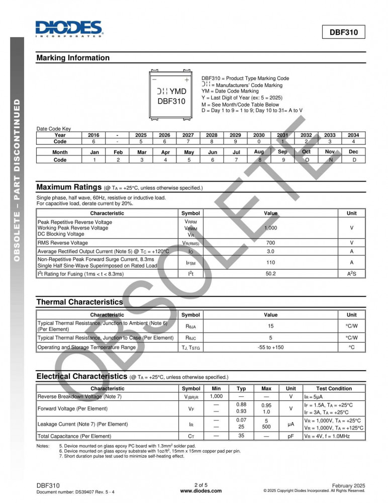DBF310-13 datasheet page 2