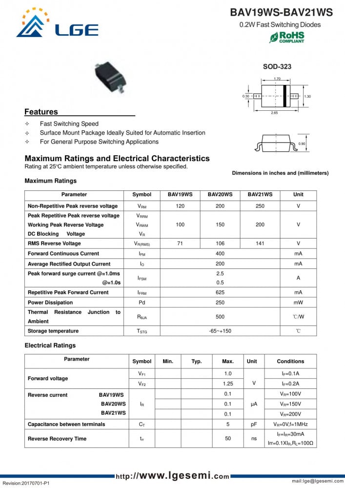 LGE BAV21WS datasheet page 1