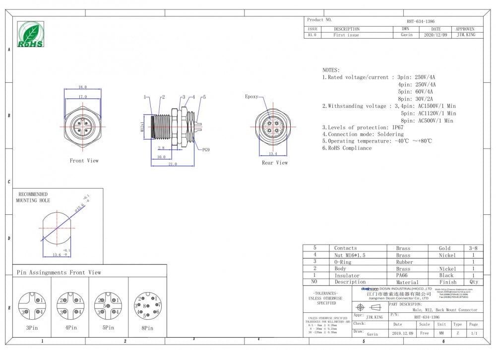 RHT-634-1386-8P technical drawing preview