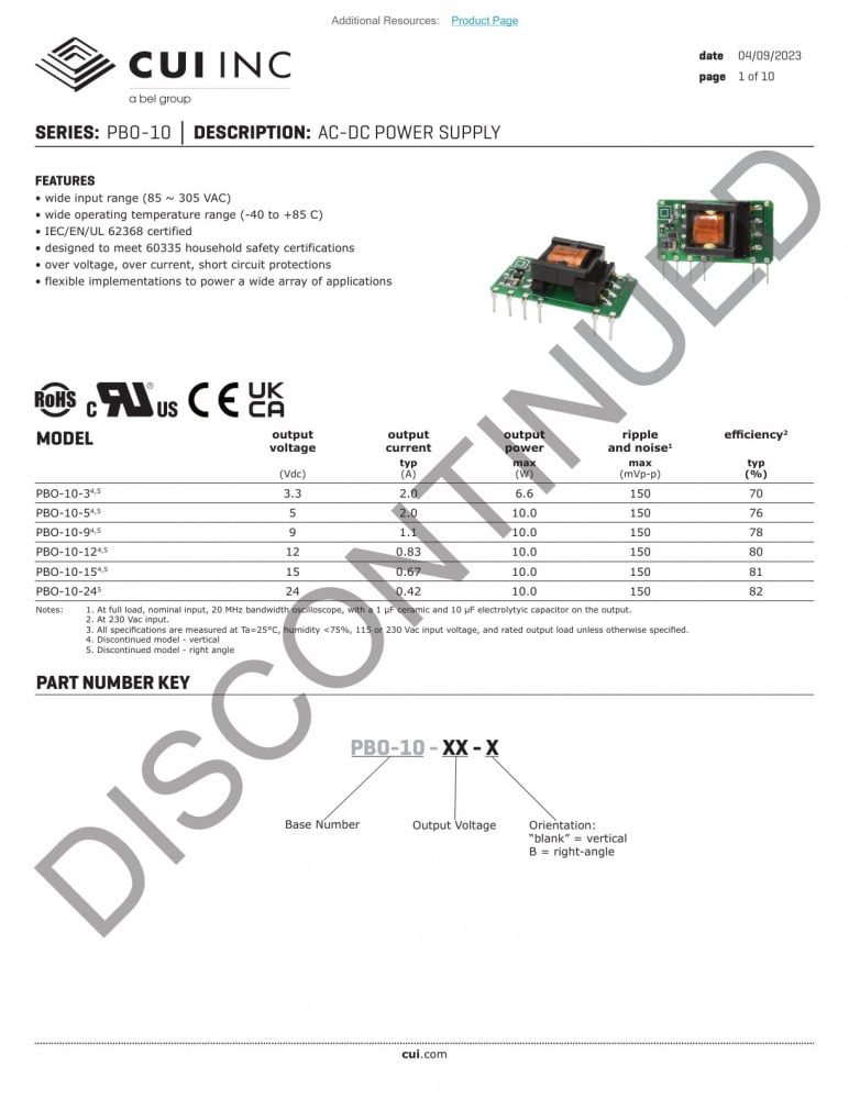 PBO-10-3-B datasheet page 1