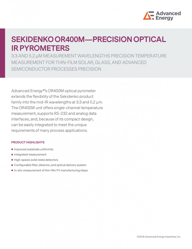 Sekidenko OR400M product document, page 1