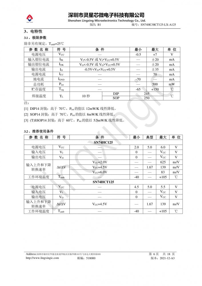 SN74HC125PW(LX) datasheet page 6