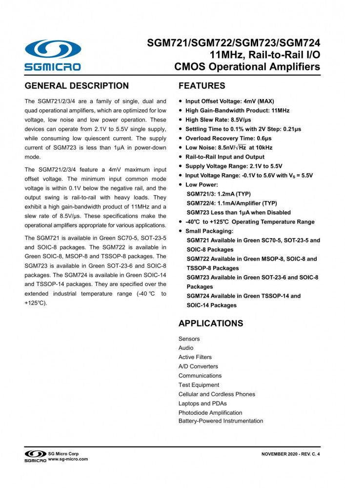 SGM721 datasheet page 1