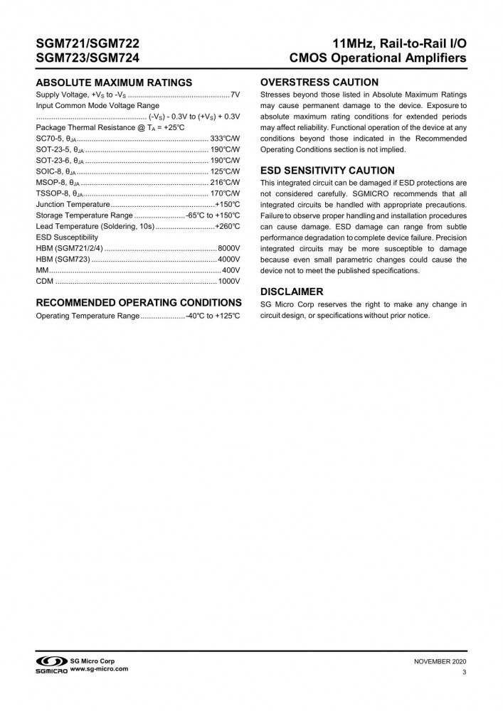 SGM721 datasheet page 3