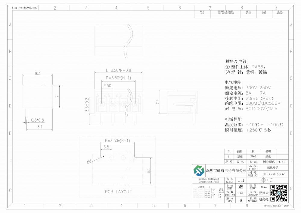 HC-JXDZRC-3.5-5P technical document page