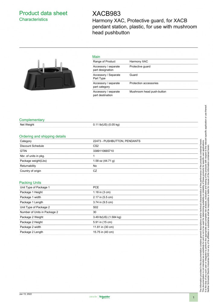 XACB983 technical document page 1