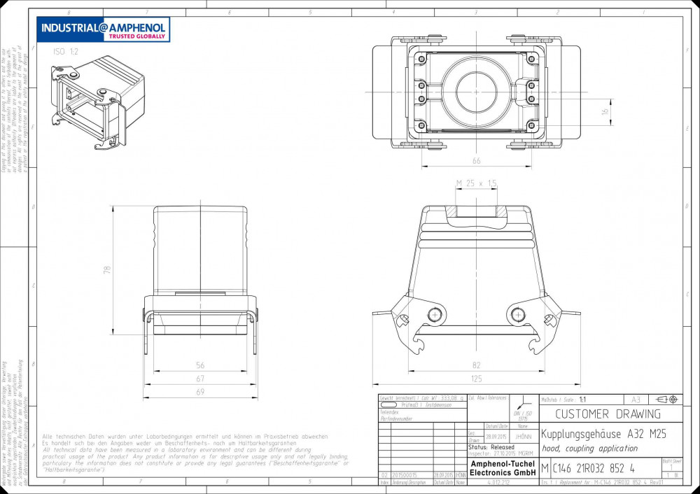 Amphenol C14621R0328524 customer drawing