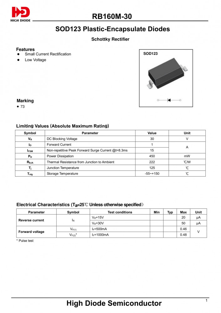 RB160M-30 datasheet page 1