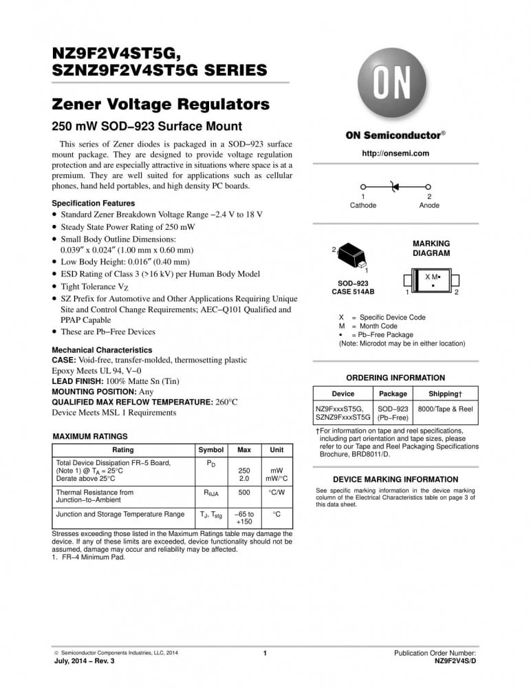 NZ9F10VST5G datasheet page 1