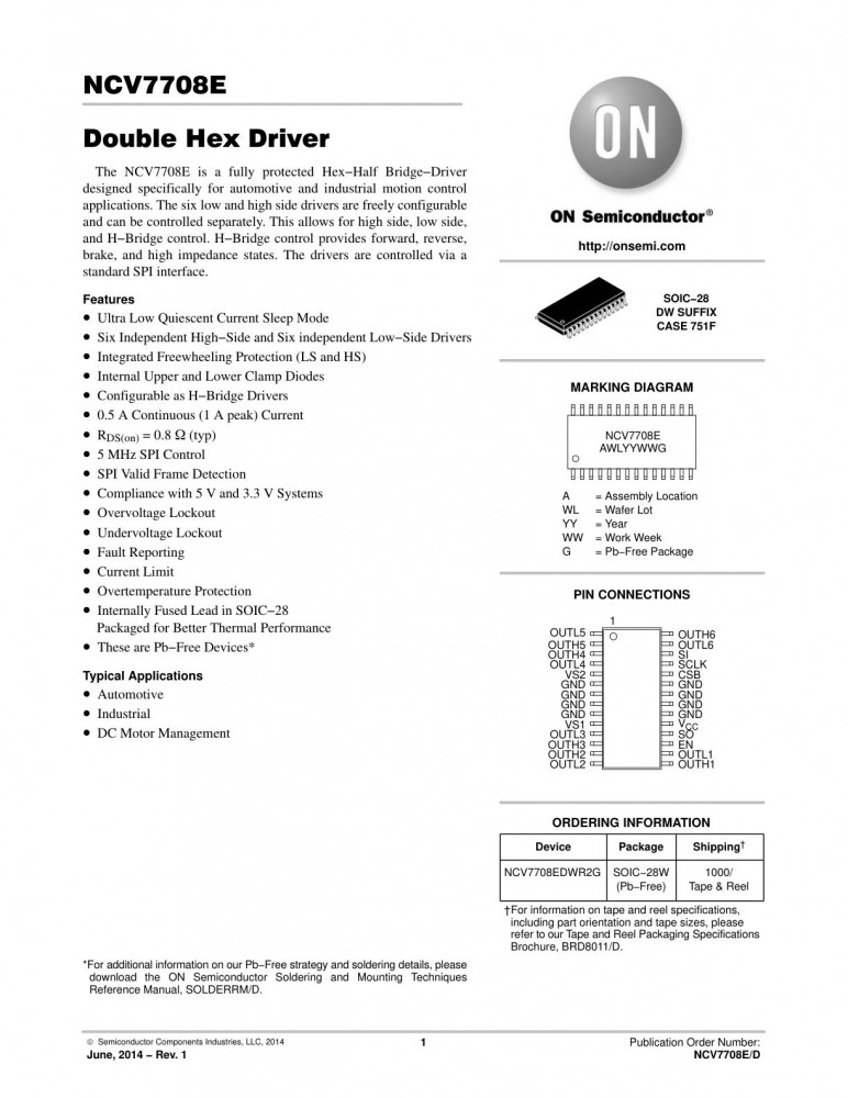 NCV7708E datasheet page 1