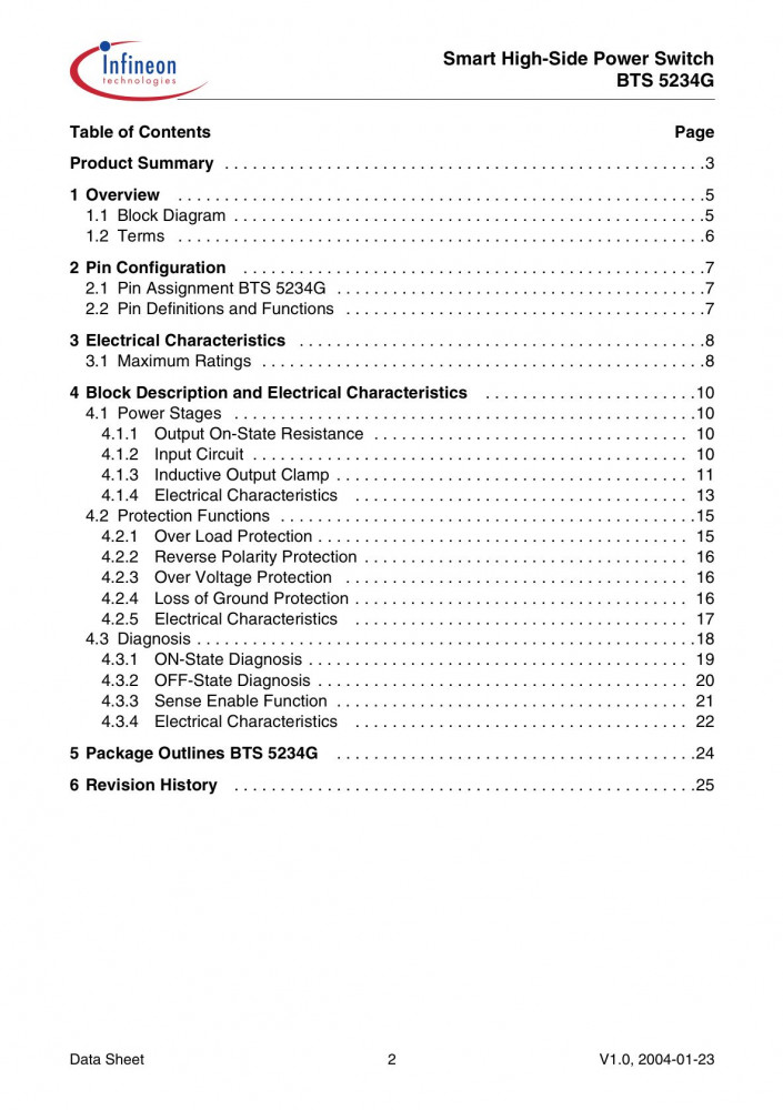 BTS5234G datasheet page 2