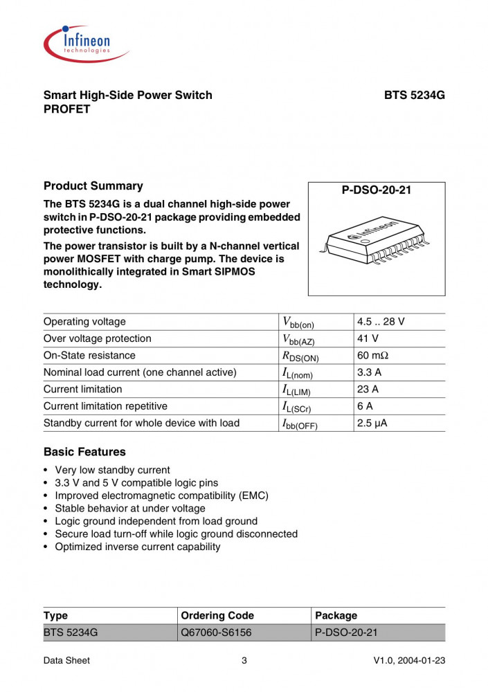BTS5234G datasheet page 3