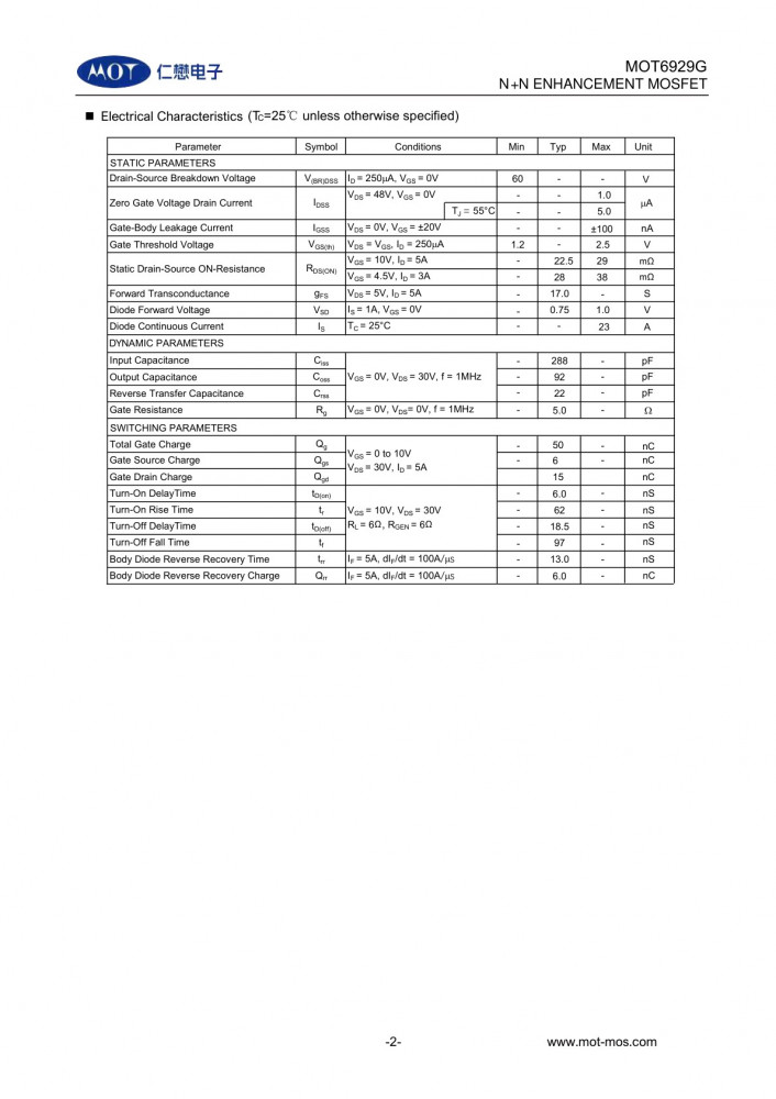 MOT6929G datasheet page 2