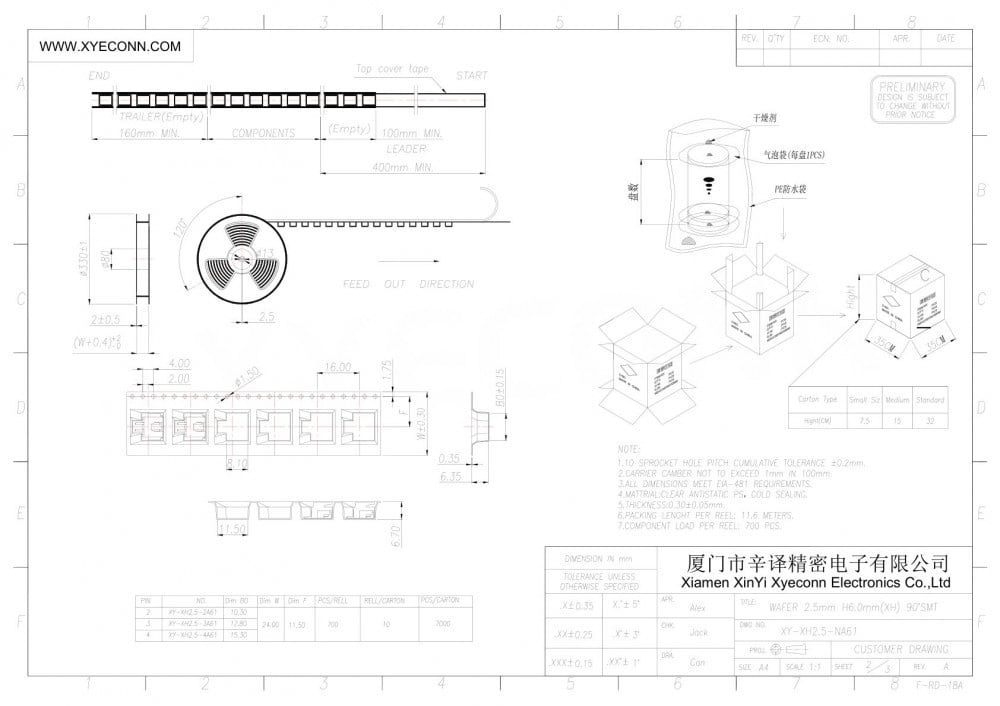 XY-XH2.5-14A61 technical drawing page 2