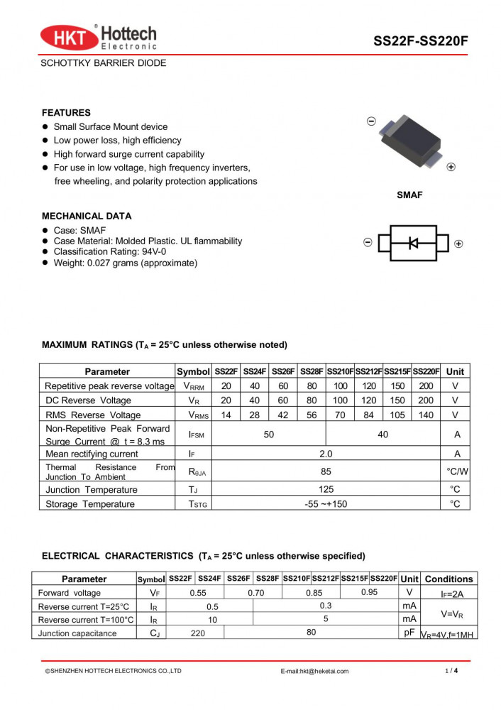 SS24F datasheet page 1