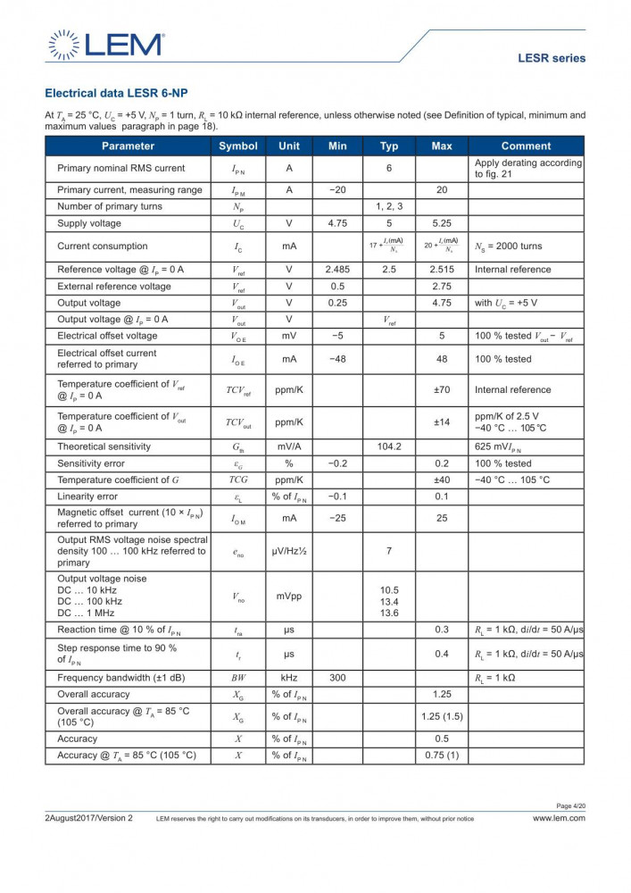 LESR datasheet page 4