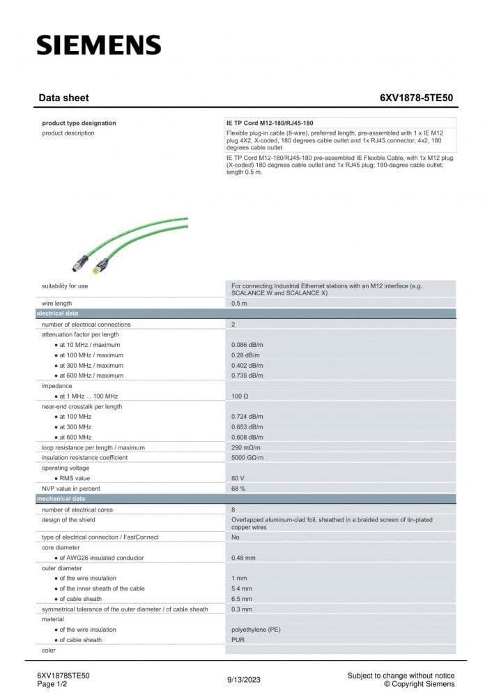 6XV18785TE50 technical documentation page 1