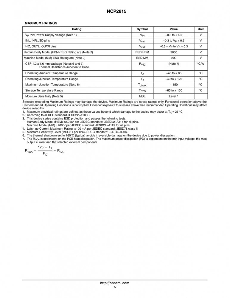 NCP2815 datasheet page 5