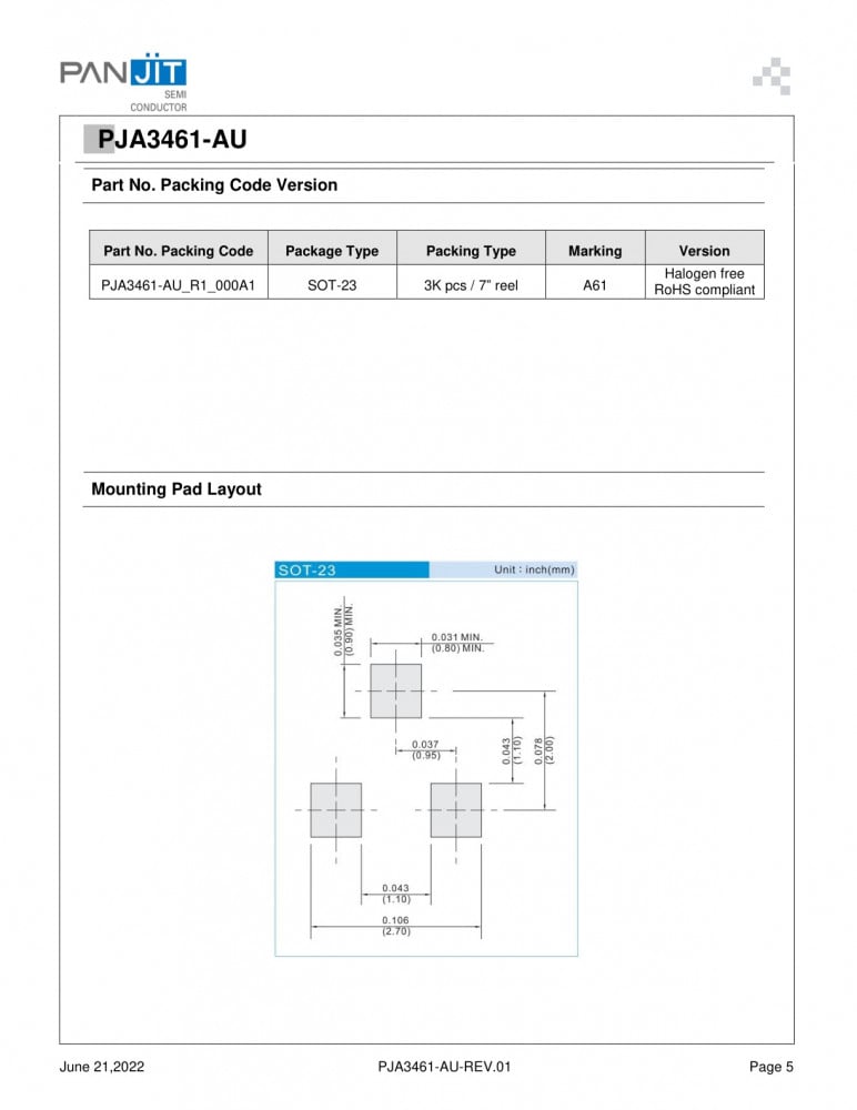 PJA3461-AU datasheet page 5