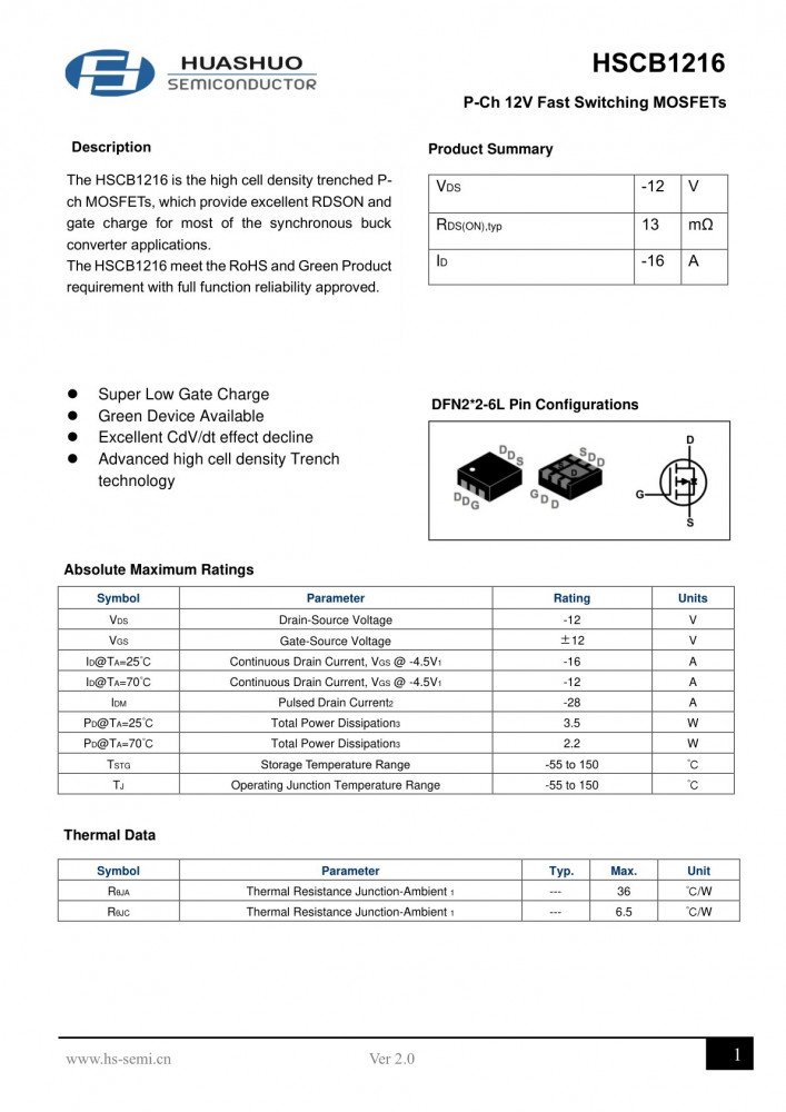 HSCB1216 datasheet page 1