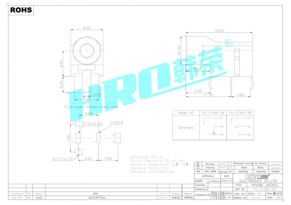PJ-3134A-3A technical drawing preview