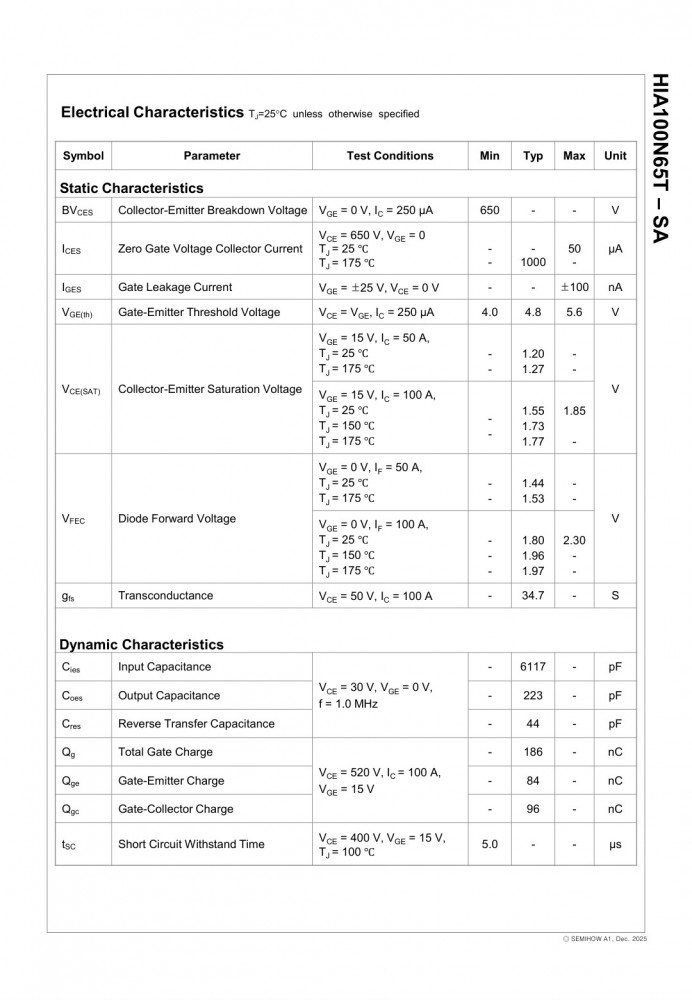 HIA100N65T-SA datasheet page 2