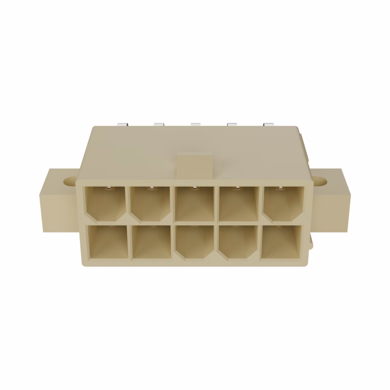 Mini-Fit Jr. Header, 4.20mm Pitch, Dual Row, Right-Angle, 10 Circuits, Nylon 6/6 94V-0, Natural, Matte Tin (Sn) Plating, with Mounting Flanges, Bag for sale