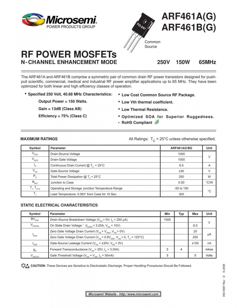ARF461AG datasheet page 1