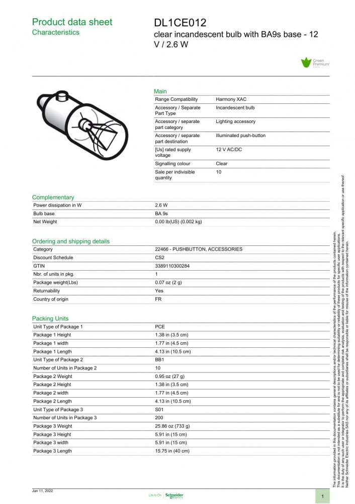 DL1CE012 technical document page 1