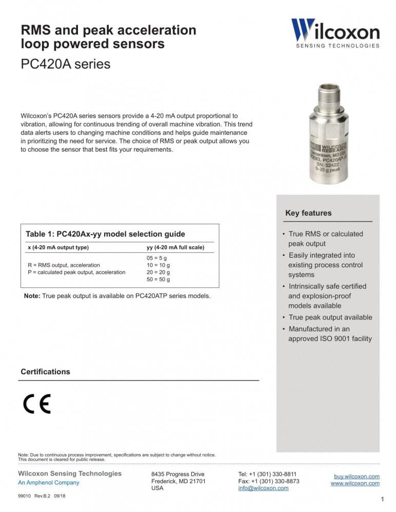 PC420A series datasheet page 1