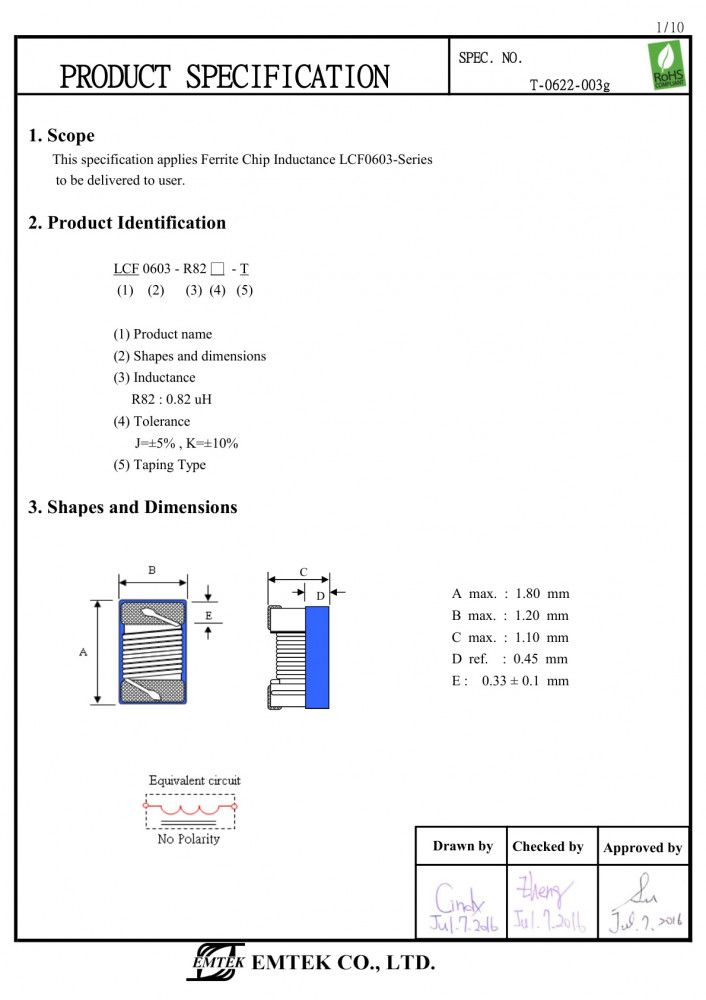EMTEK LCF0603 specification page 2