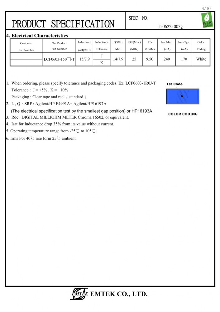 EMTEK LCF0603 specification page 5