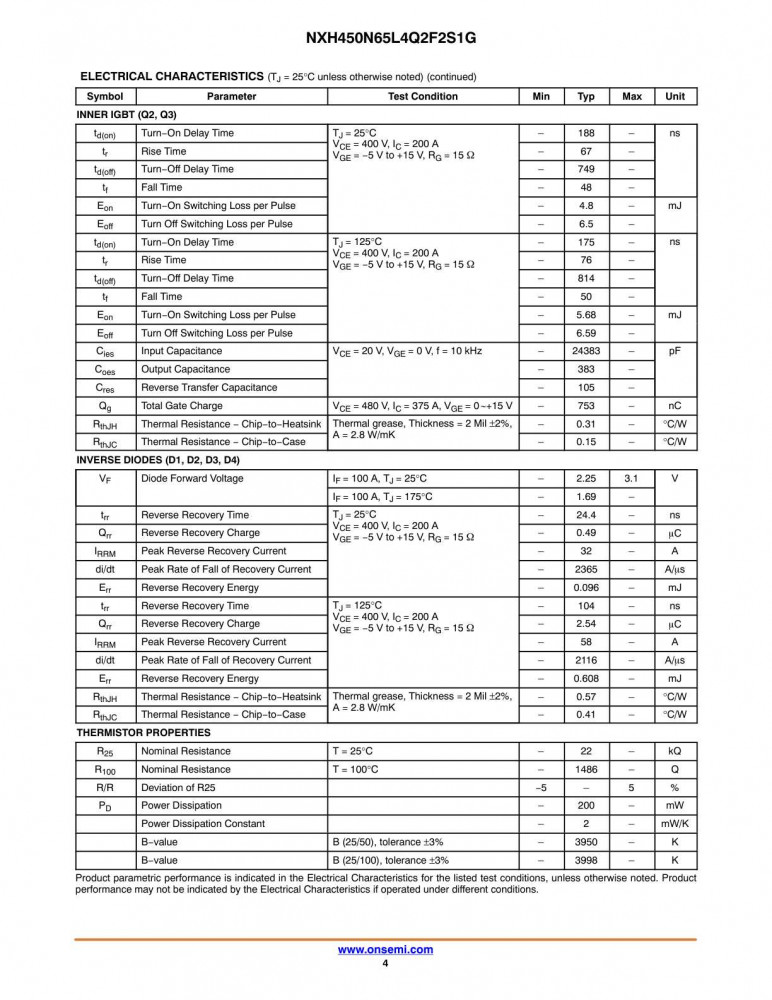 NXH450N65L4Q2F2S1G document page 4