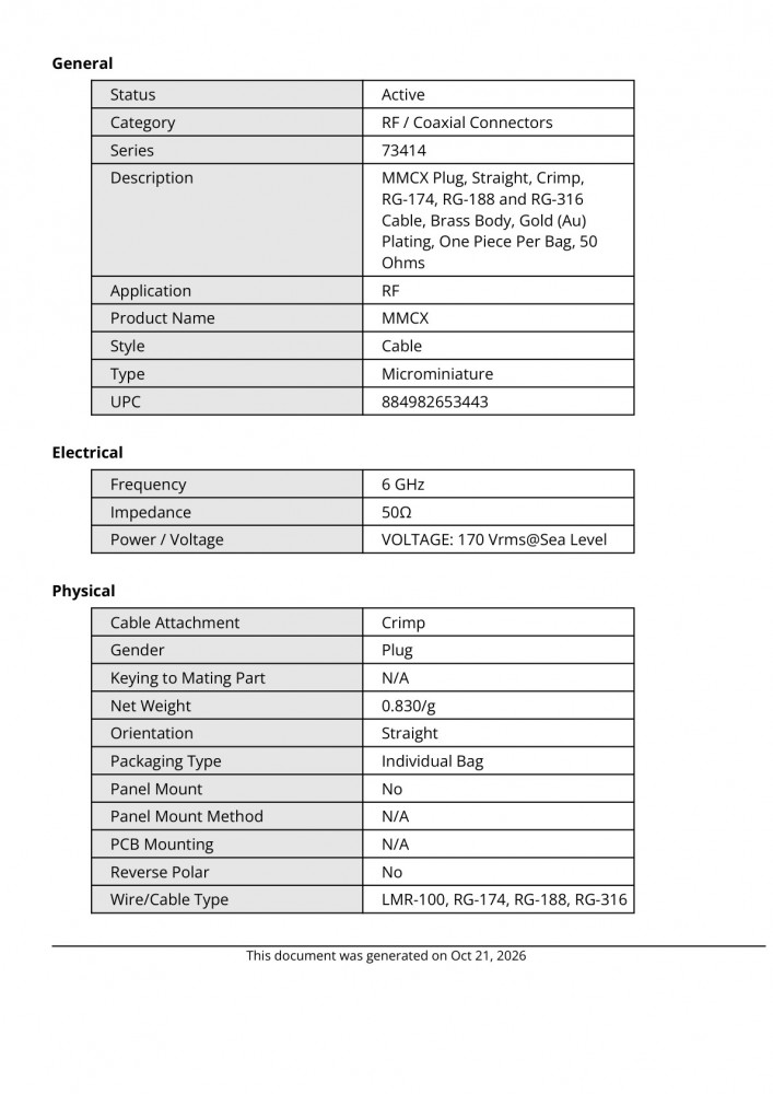 Technical document page 2 for Molex 734151252