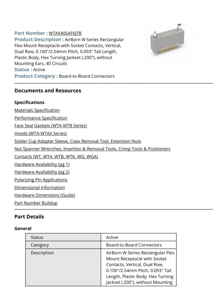 WTAX40SAF6JTB technical document image, page 1