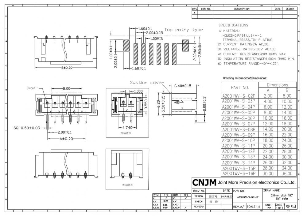 CNJM A2001WV-S technical drawing page 4