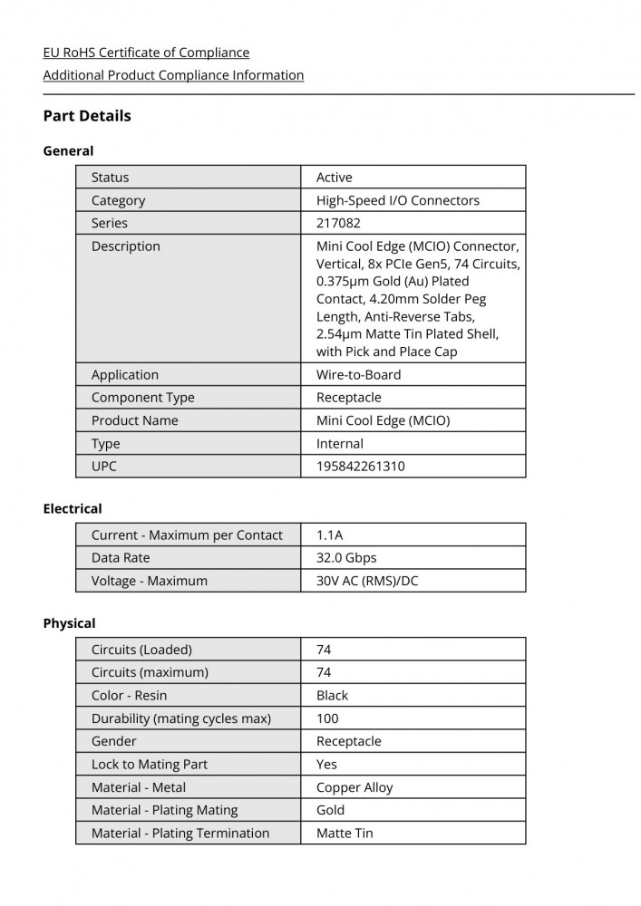 MOLEX 2170822134 technical drawing preview, page 2