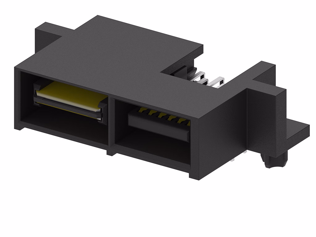 EXTreme LPHPower Plug, Right-Angle, 2 Power Contacts, 16 Signal Contacts, Select Gold (Au) Plating, for 1.57mm Thick PC Board, with Press-fit Plastic Pegs