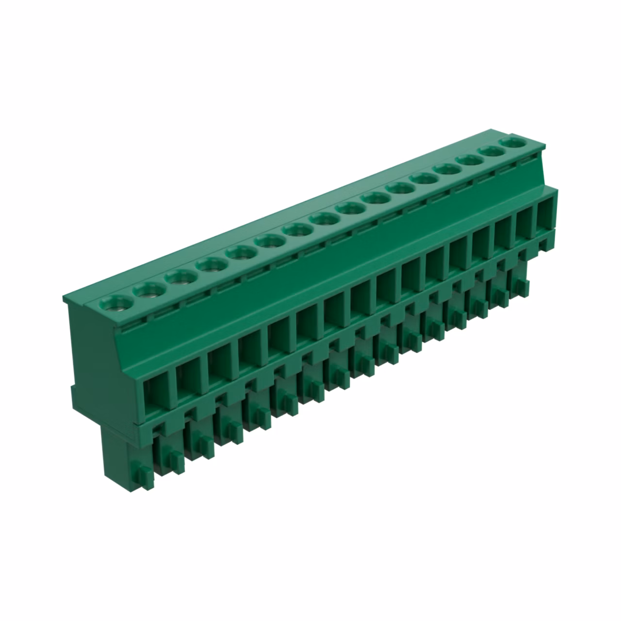 3.81mm Pitch Eurostyle Vertical Plug, with Reverse Imprinting, Front Wire Entry, Green Housing, Gold (Au) Plated, 16 Circuits for sale