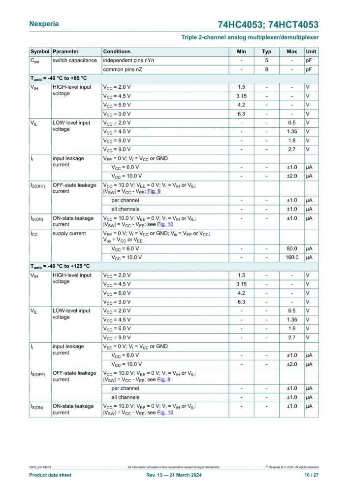 74HCT4053 datasheet page 10