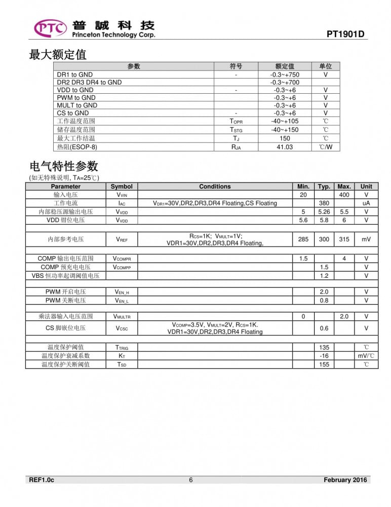 PT1901D datasheet page 6