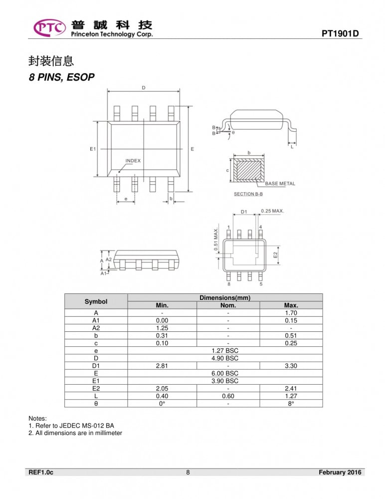 PT1901D datasheet page 8
