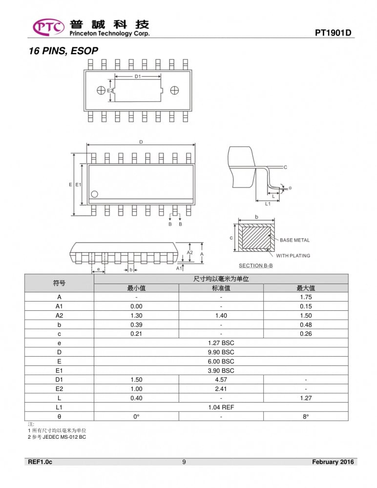 PT1901D datasheet page 9