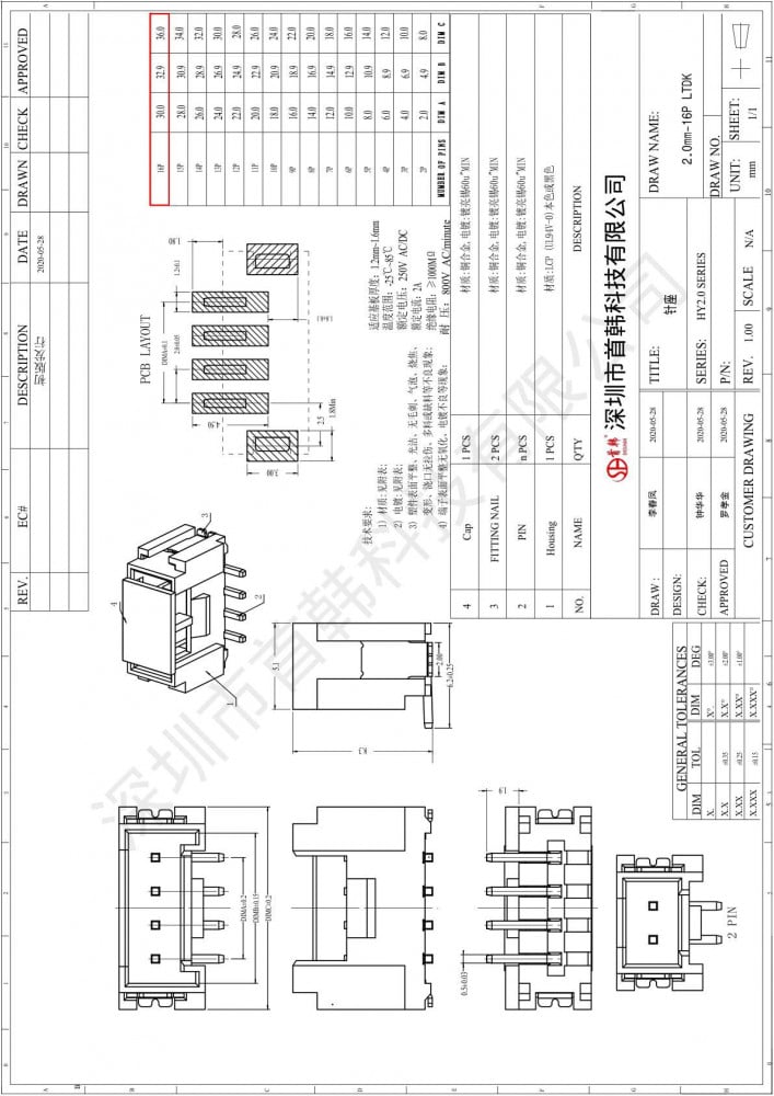 SHOU HAN 2.0-16P LTDK specification page 1