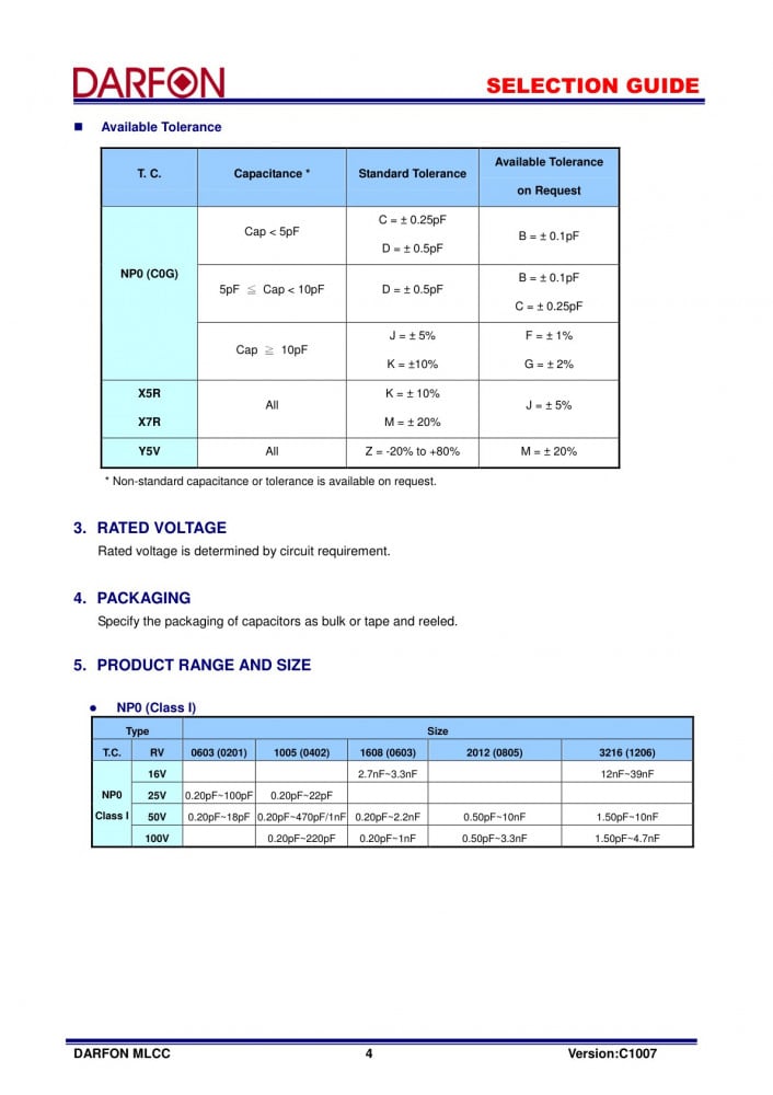 Darfon MLCC datasheet page 4