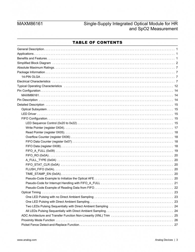 MAXM86161 datasheet preview, page 3