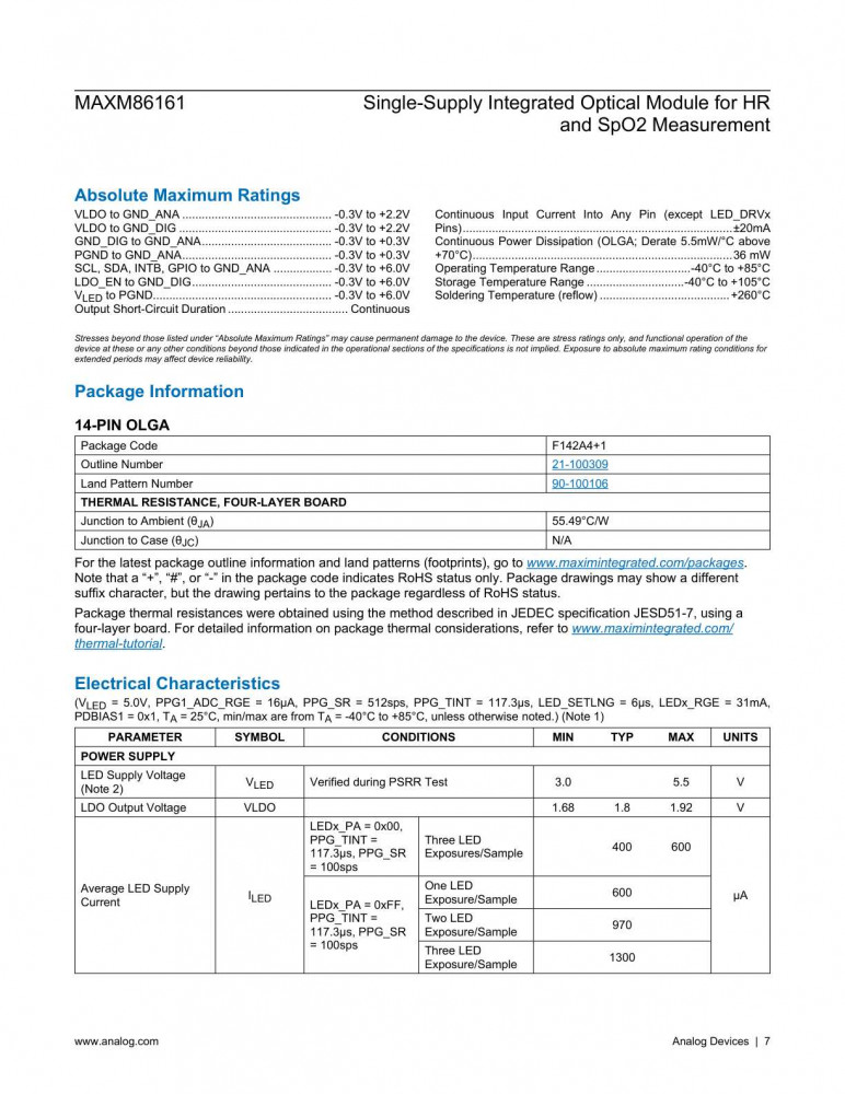 MAXM86161 datasheet preview, page 7