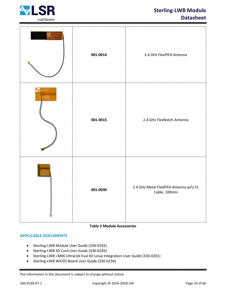Laird Sterling-LWB documentation page 10