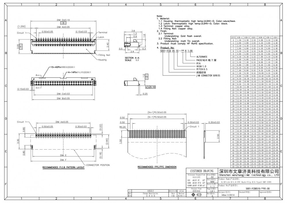 JMEconn 5001-FCB0510-13R1-00 customer drawing