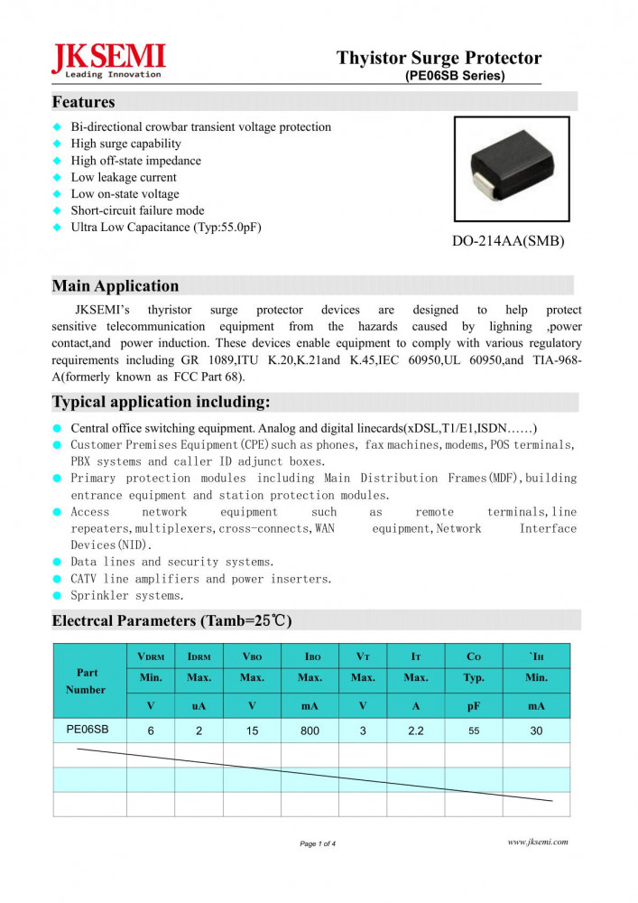 PE06SB datasheet page 1